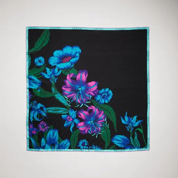 Gucci Floral Double G Silk Twill Carr