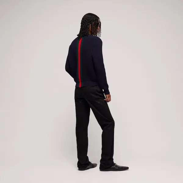 Gucci Fine Rib Wool Sweater With Web