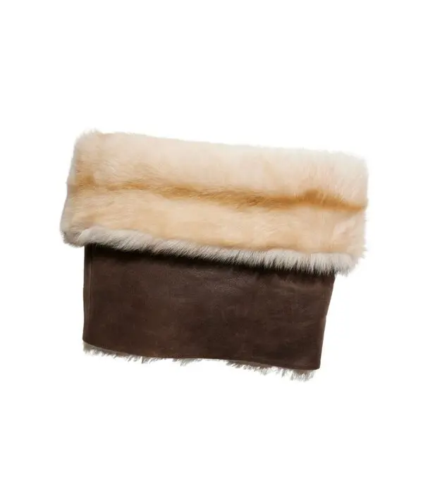 Gucci Shearling Cape With Nappa Leather Trim - Brown