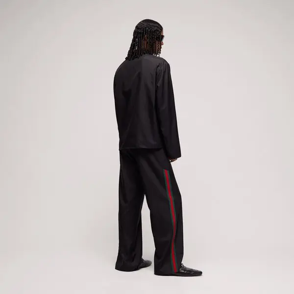 Gucci Silk Poplin Leisure Pants With Web