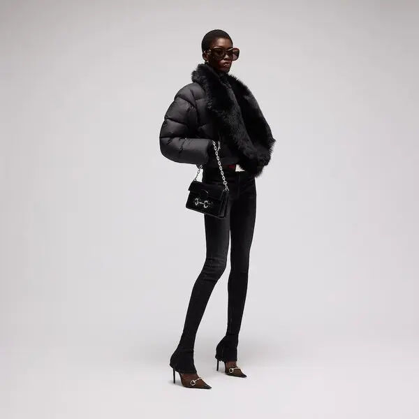 Gucci Padded Polyester Jacket With Shearling Trim