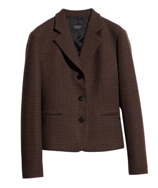Gucci Gingham Wool Jacket - Brown