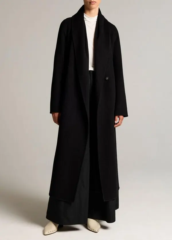 Vince Wool-cashmere Shawl Collar Long Coat - Black
