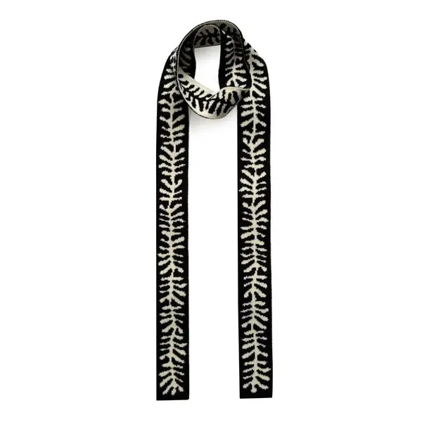 INGMARSON Black / White Organic Shape Wool & Cashmere Thin Scarf Black & White - Black/white