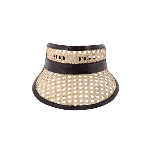 OHSUN Neutrals / Fifi Rattan & Leather Visor Coffee - Brown