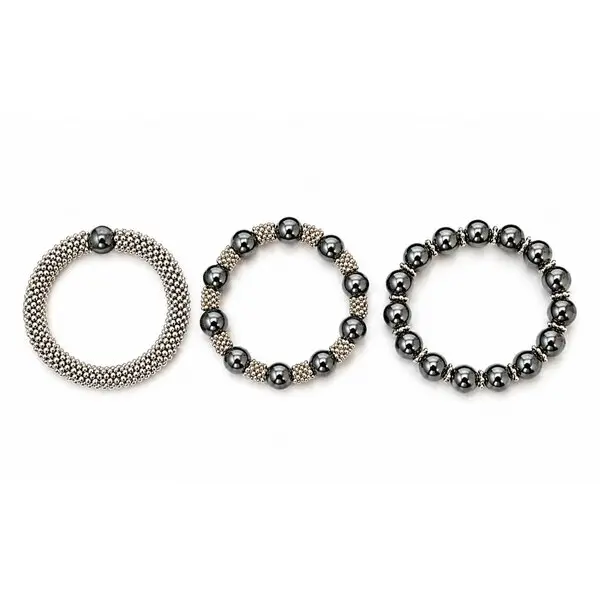 BELLUS DOMINA Black / Grey Black Hematite Bracelet Set
