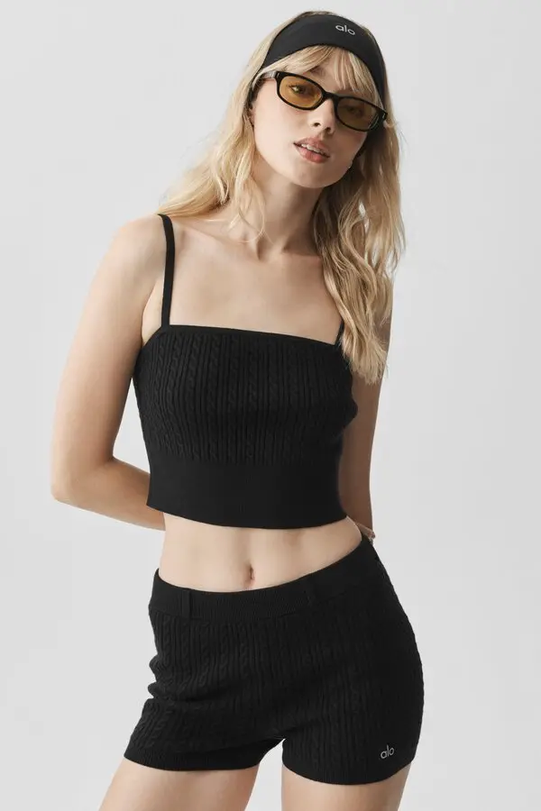Alo Yoga Mini Cable Sweater Tank Top - Black