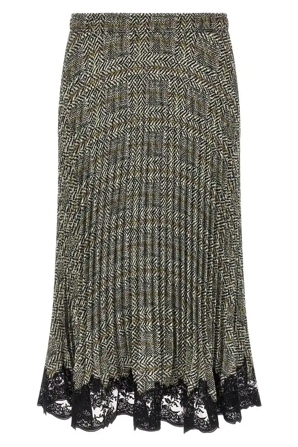 Ermanno Scervino Pleated Skirt With Lace - Multi