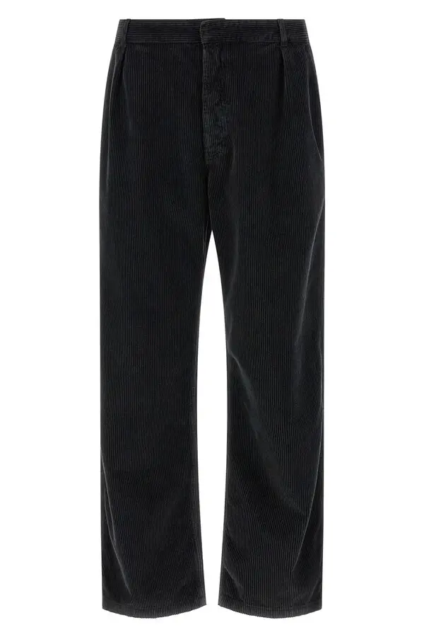 THE ROW Paulo Cotton Corduroy Pleated Wide-leg Trousers - Black