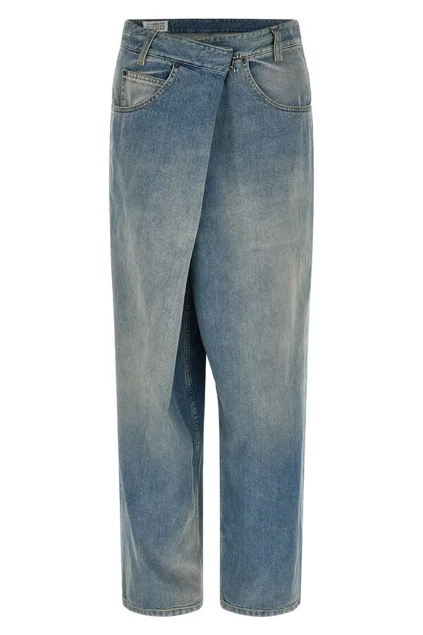 MAISON MARGIELA Wrap' Asymmetric Closure Jeans - Light Blue