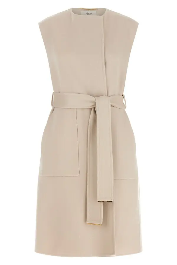 Agnona Belted Vest - Beige