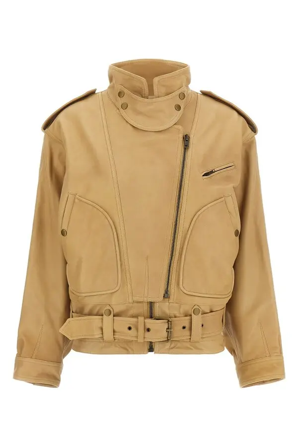 Isabel Marant Étoile Farza' Leather Jacket - Beige