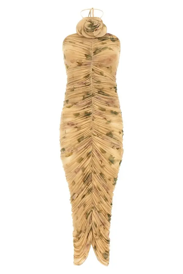 Magda Butrym Dress37' Dress With 3d Floral Detail - Beige