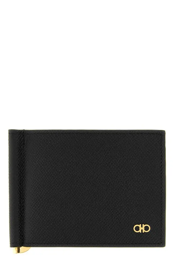 FERRAGAMO Gancini Wallet With Clip - Black