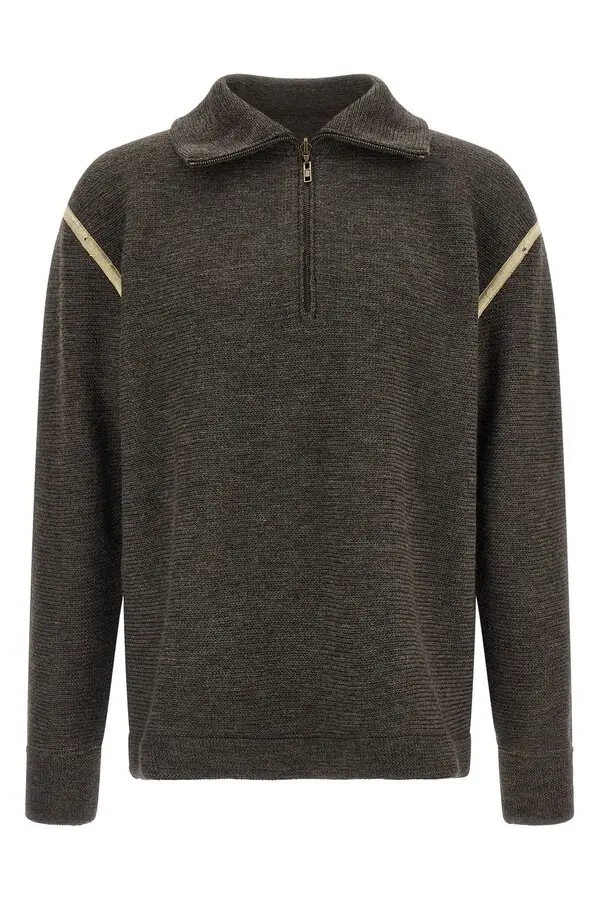 MAISON MARGIELA Elbow Patch Quarter-zip Reversible Sweater - Gray