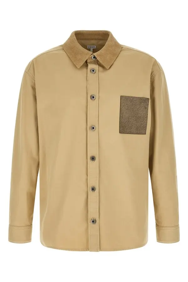 Loewe Cotton Overshirt With Tschino - Beige