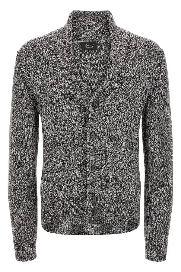Brioni Shawl Neck Cardigan - White/black