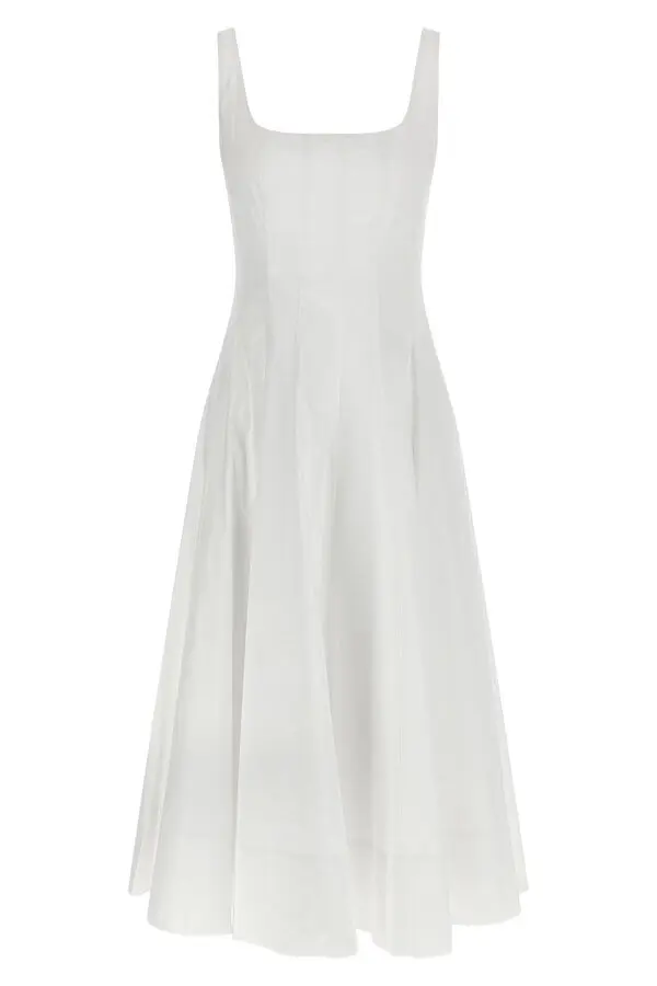 Staud Wells Midi Dress In Cotton Poplin