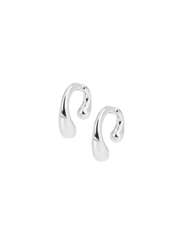 PANCONESI P" Sculptural Earrings In -plated Copper - Silver