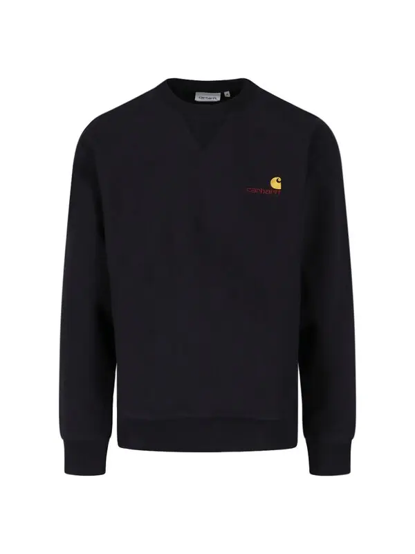 Carhartt Work In Progress American Script" Crewneck Sweatshirt - Black