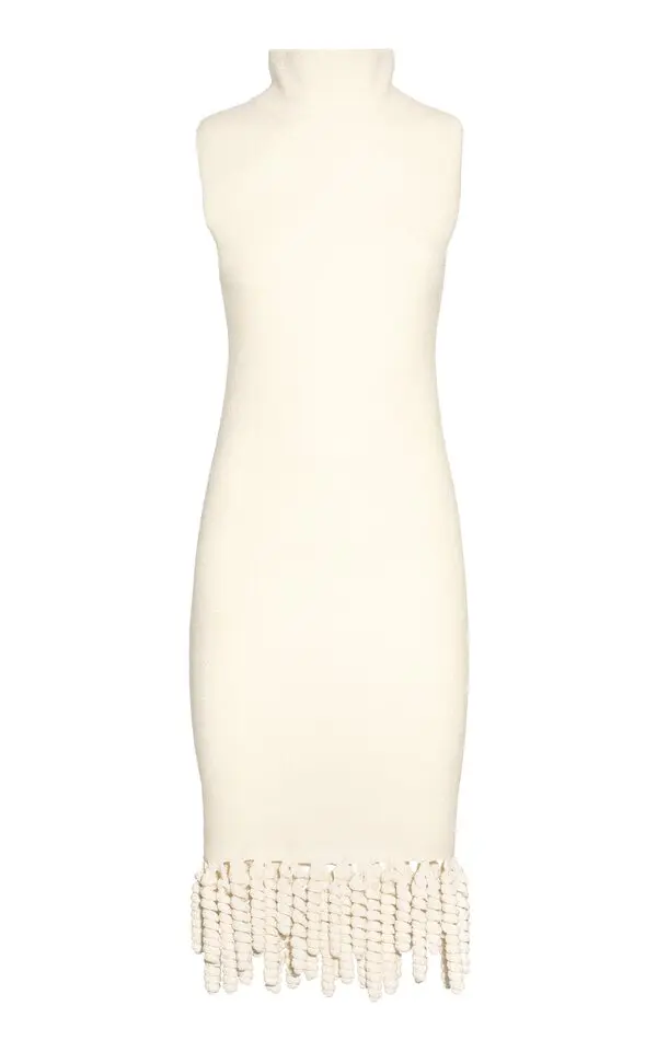 Malo Virgin Wool-silk Mini Dress With Fringe Detail