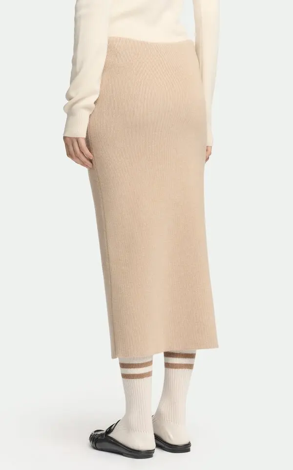Malo Luxury Cashmere Ribbed Midi Skirt