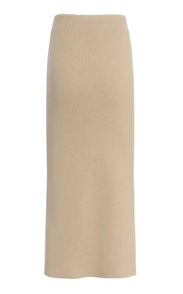 Malo Luxury Cashmere Ribbed Midi Skirt