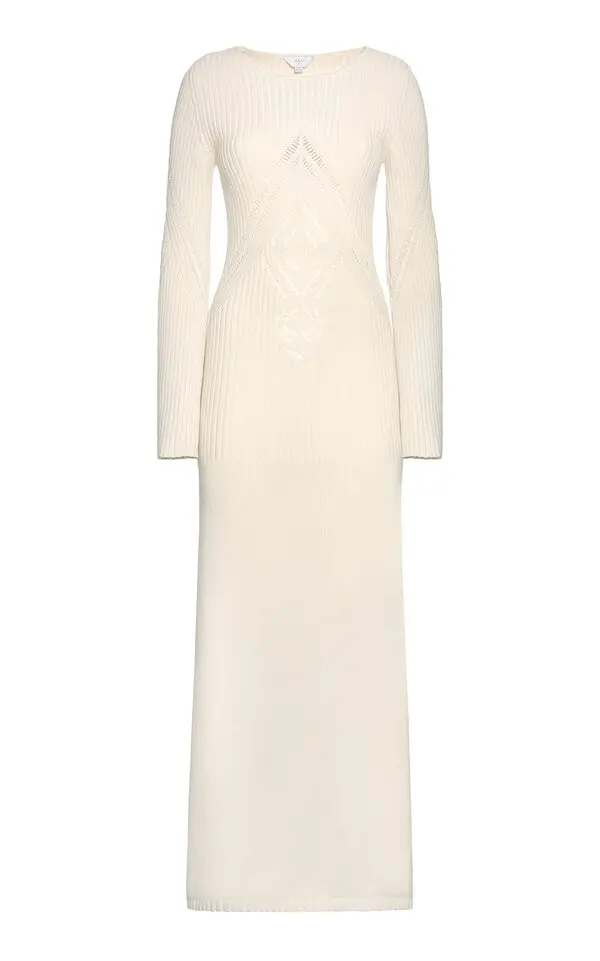 Malo Pointelle Maxi Dress - Ivory