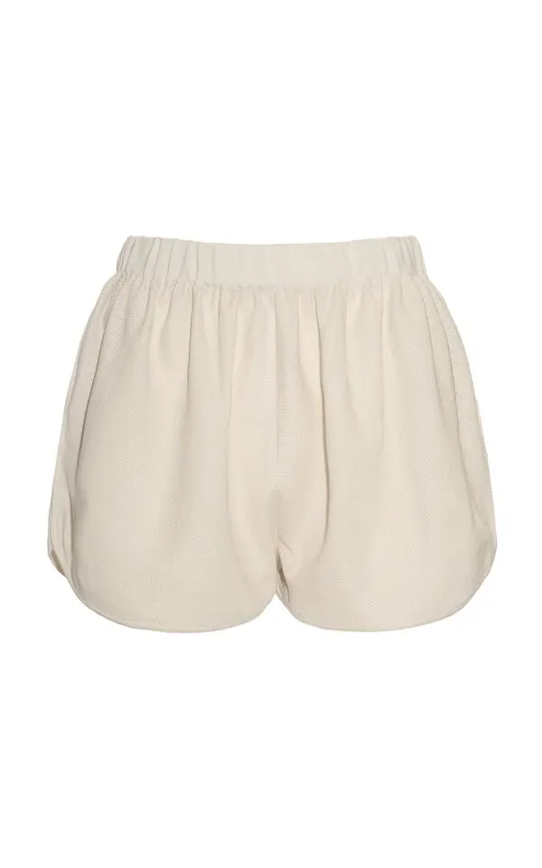 Malo Piqué Virgin Wool-silk Shorts - Ivory