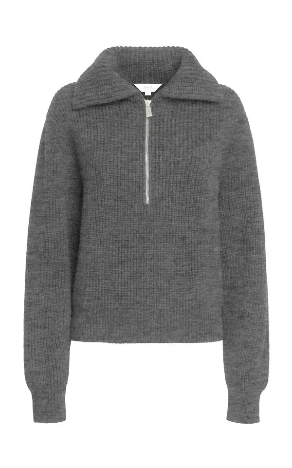 Malo Quarter Zip Ribbed Cashmere Sweater