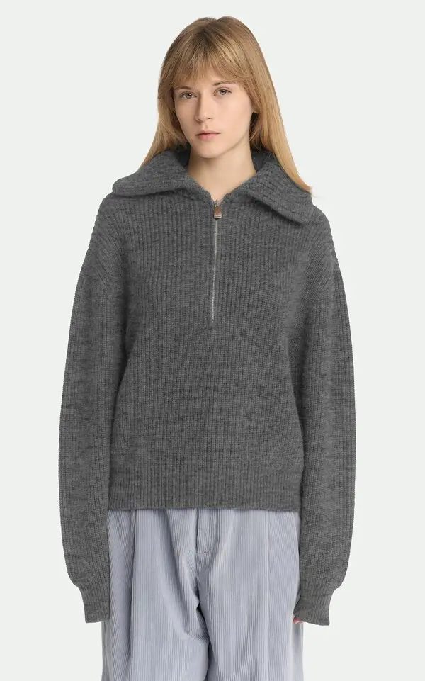 Malo Quarter Zip Ribbed Cashmere Sweater