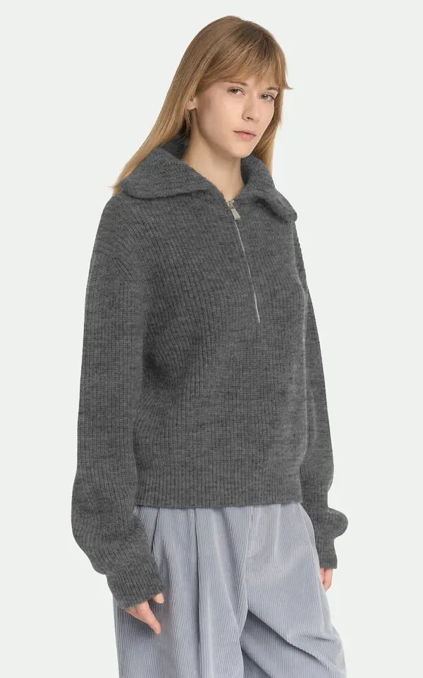 Malo Quarter Zip Ribbed Cashmere Sweater