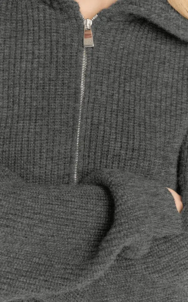 Malo Quarter Zip Ribbed Cashmere Sweater