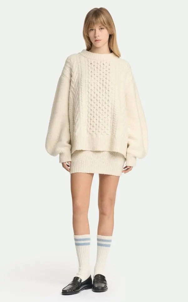 Malo Aran Virgin Wool-cashmere Crewneck Sweater