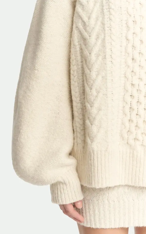 Malo Aran Virgin Wool-cashmere Crewneck Sweater