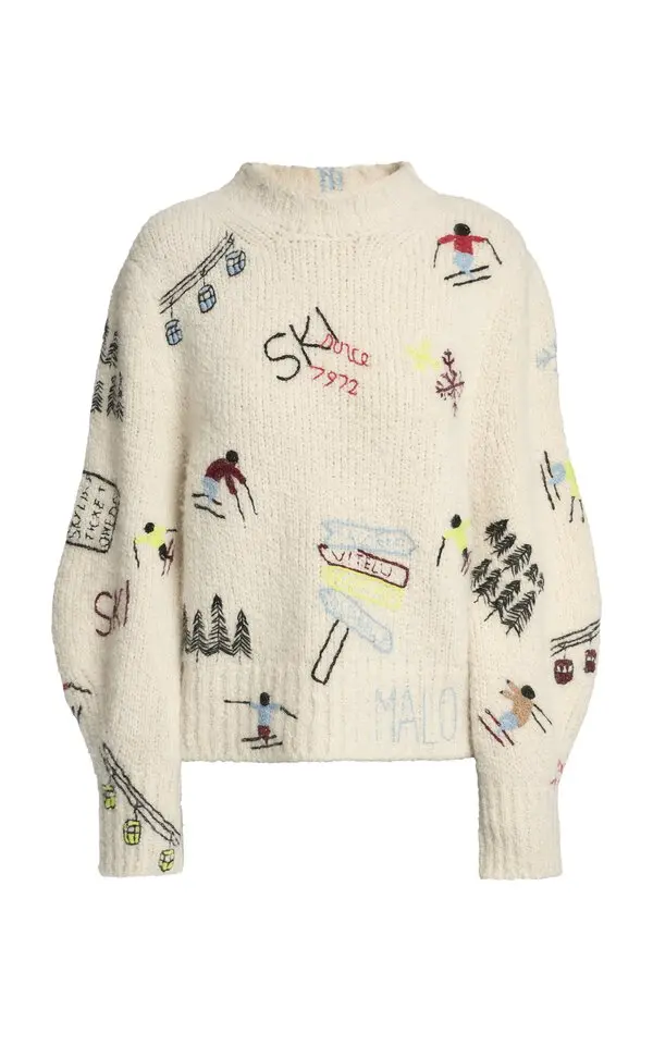 Malo Origins Embroidered Cashmere Crewneck Sweater
