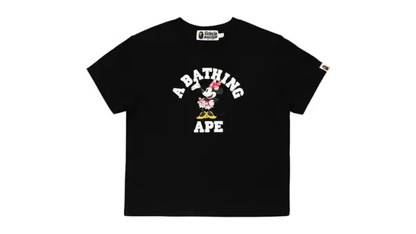 A BATHING APE X Disney Minnie Mouse College Mini Tee Shirt - Black