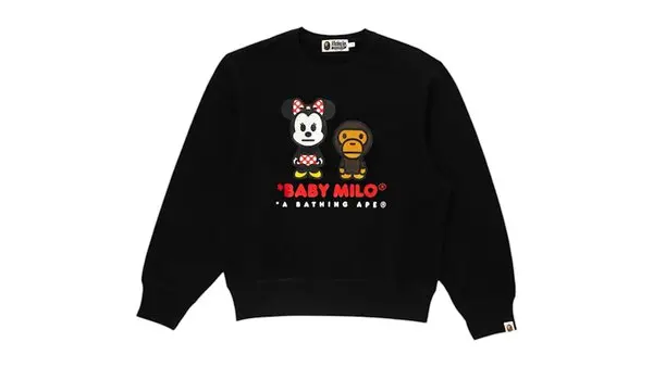 A BATHING APE X Disney Minnie Mouse Baby Milo Crewneck Sweatshirt - Black