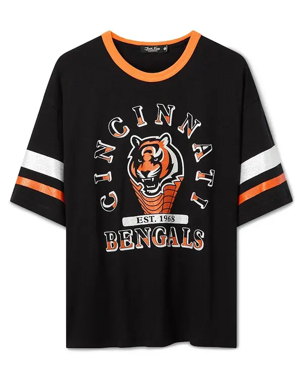 Junk Food Clothing Cincinnati Bengals Glitter Boxy Ringer - True Black