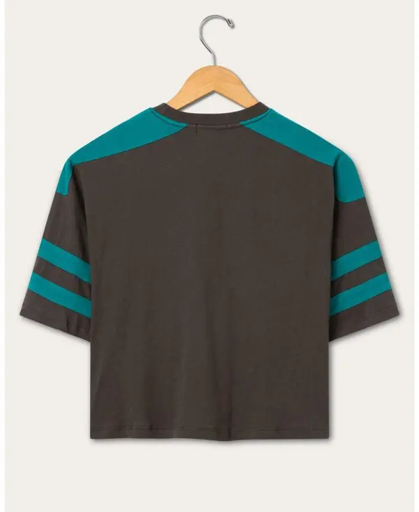 Junk Food Clothing Miami Dolphins Striped Bling Crop Tee