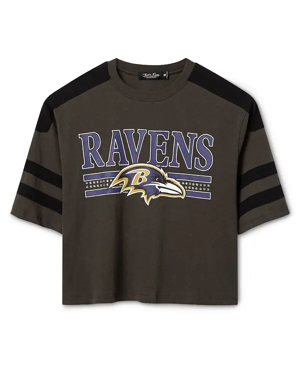 Junk Food Clothing Baltimore Ravens Striped Bling Crop Tee - True Black