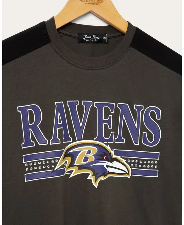 Junk Food Clothing Baltimore Ravens Striped Bling Crop Tee