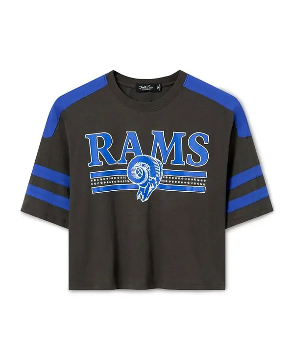 Junk Food Clothing Los Angeles Rams Striped Bling Crop Tee - True Black