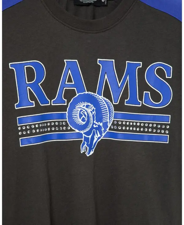 Junk Food Clothing Los Angeles Rams Striped Bling Crop Tee