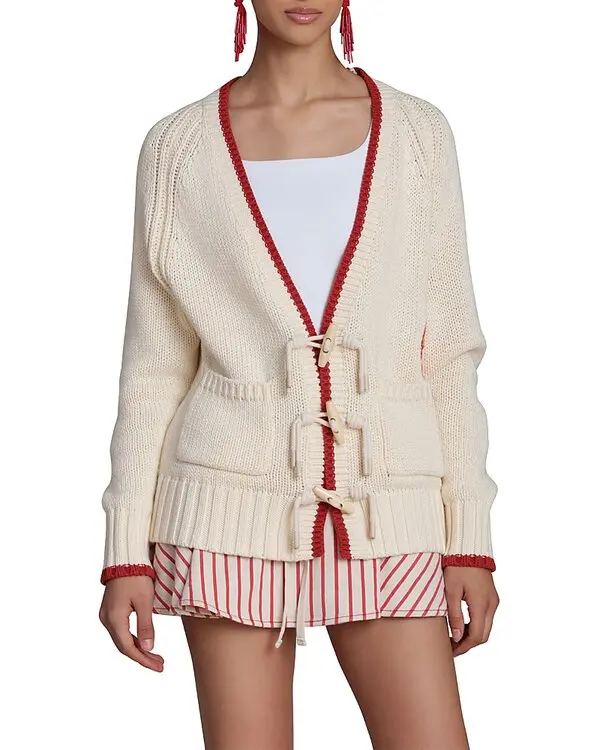 Avec Les Filles Lobster Intarsia Toggle Cardigan - Ivory Multi