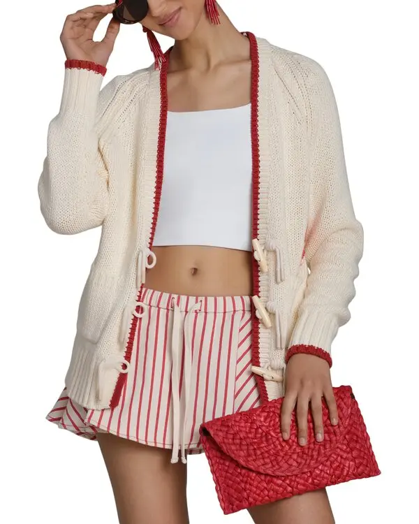 Avec Les Filles Lobster Intarsia Toggle Cardigan