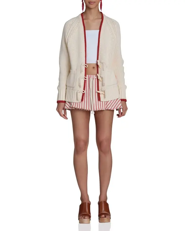 Avec Les Filles Lobster Intarsia Toggle Cardigan
