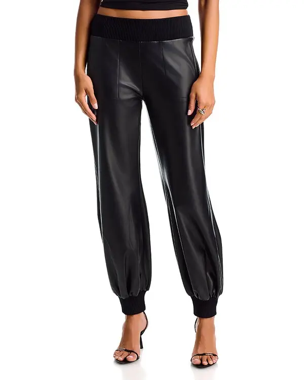 Norma Kamali Puff Faux Leather Jogger Pants - Black