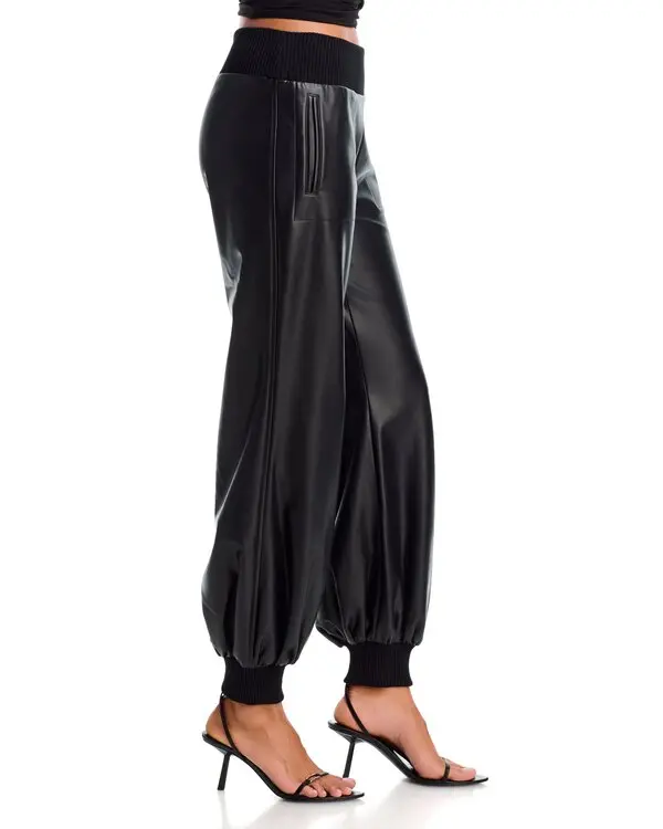 Norma Kamali Puff Faux Leather Jogger Pants