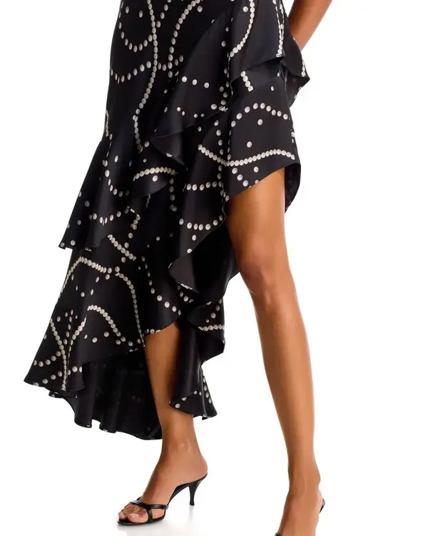 Aqua Sleeveless High-low Polka Dot Ruffled Dress